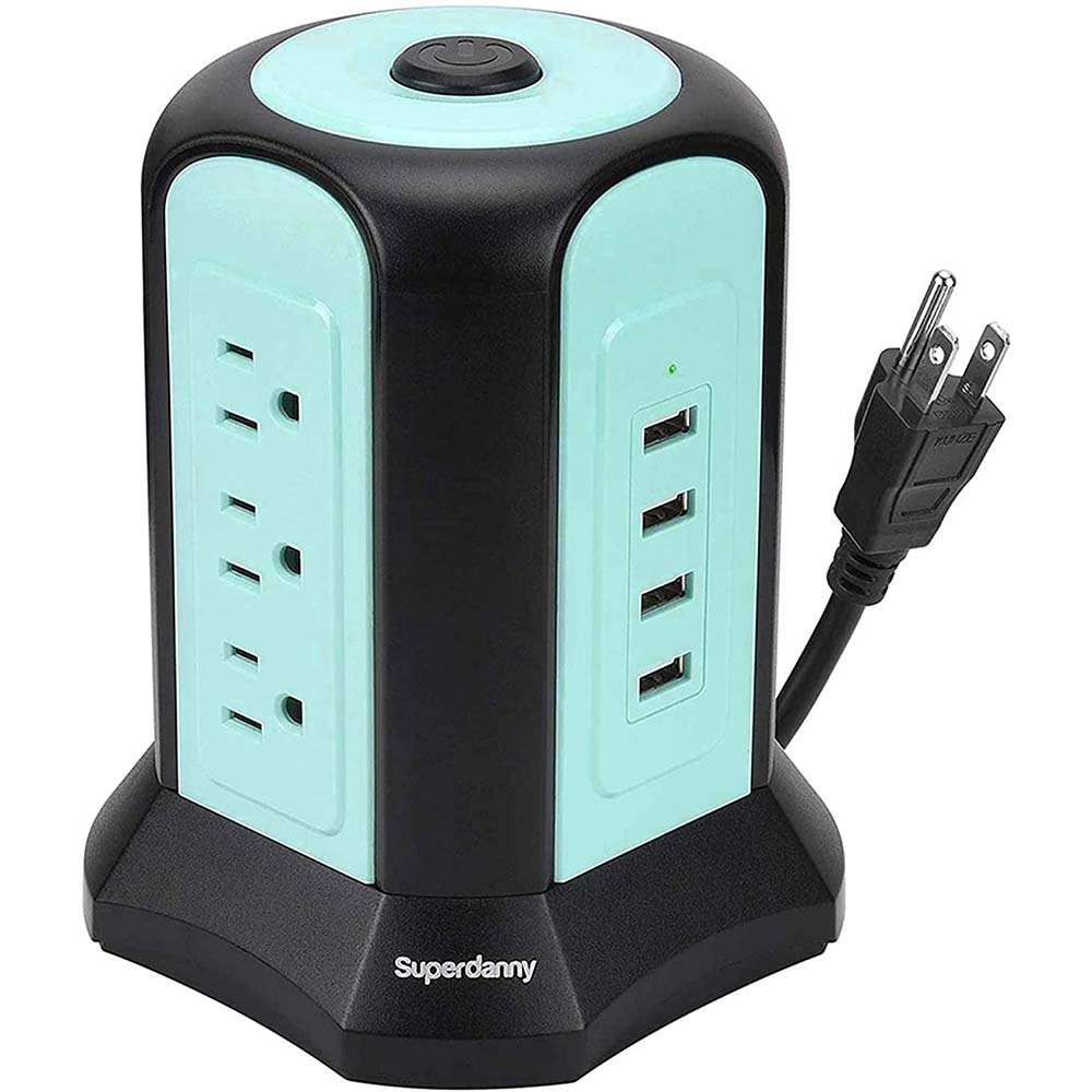SUPERDANNY Power Strip Surge Protector Extension Charging Station ...