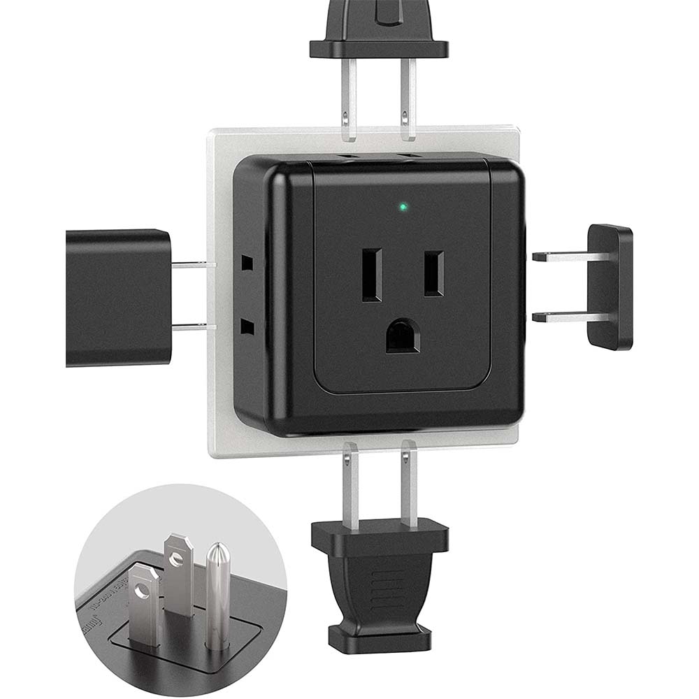 SUPERDANNY Wall Outlet Splitter Wall Plug Extender Flat Plug Adapter ...